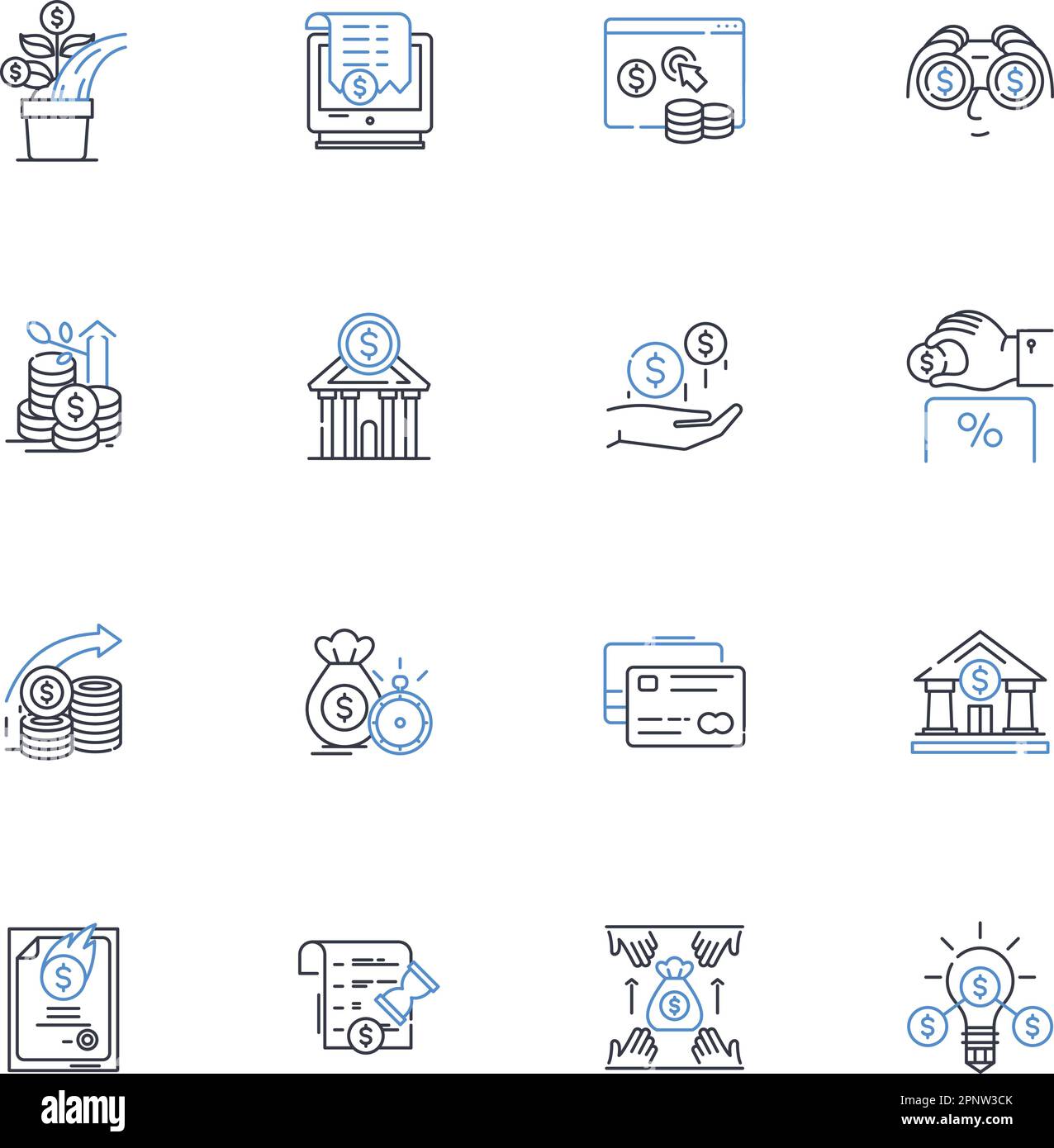 Mobile Payment Line Icons Collection Transaction Digital Wallet