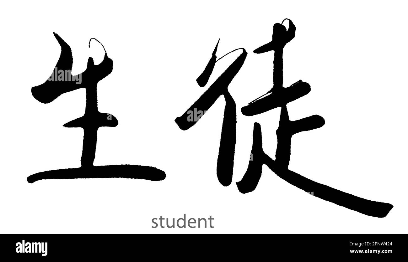 Hand drawn calligraphy of student word on white background, 3d ...