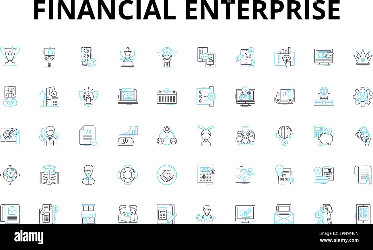 Financial enterprise linear icons set. Finance, Investment, Banking ...