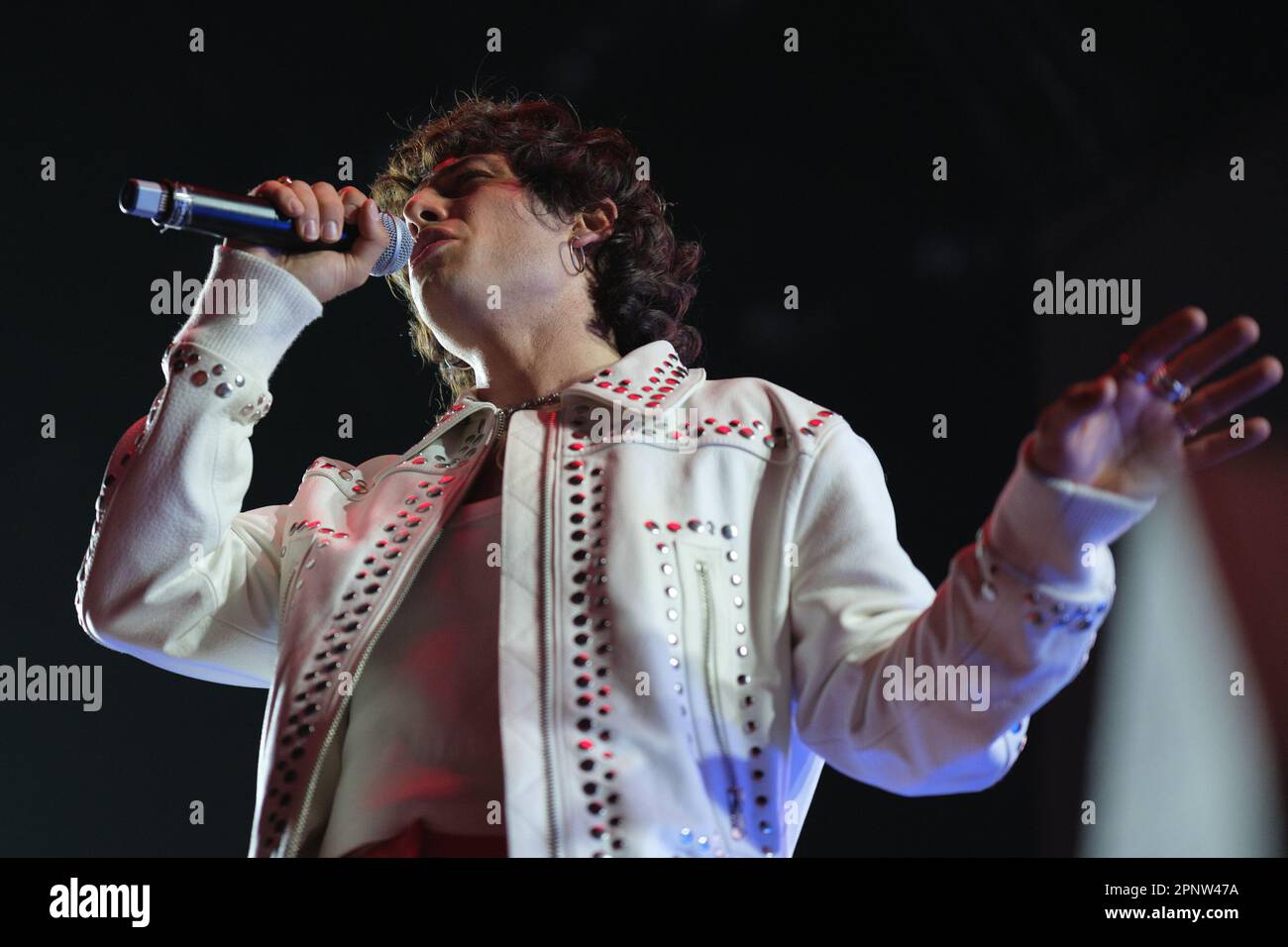 Madrid, Spain. 20th Apr, 2023. Singer Leo Rizzi performs at the Wizink ...