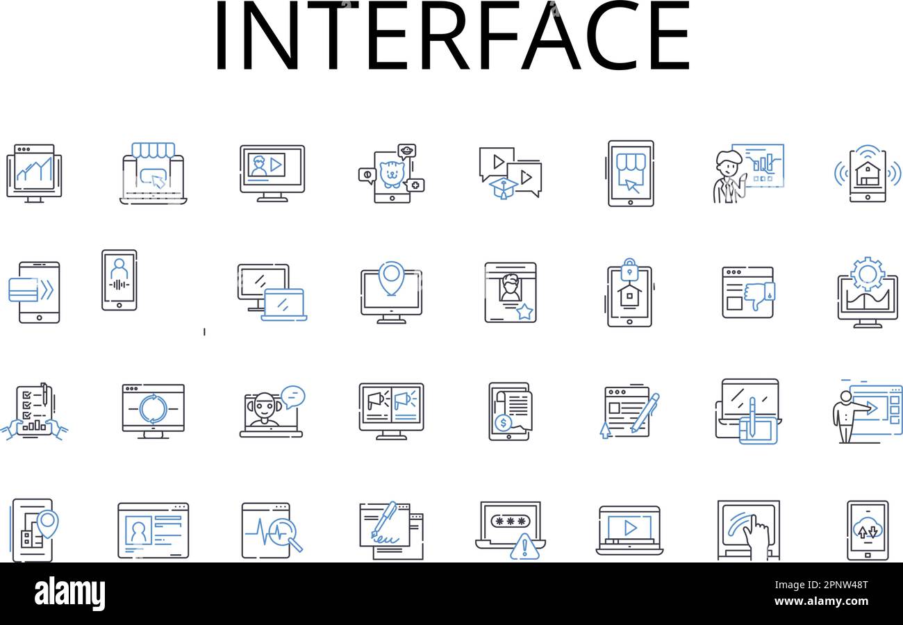 Interface line icons collection. Connection point, Interaction area ... Interface line icons collection. Connection point, Interaction area ...