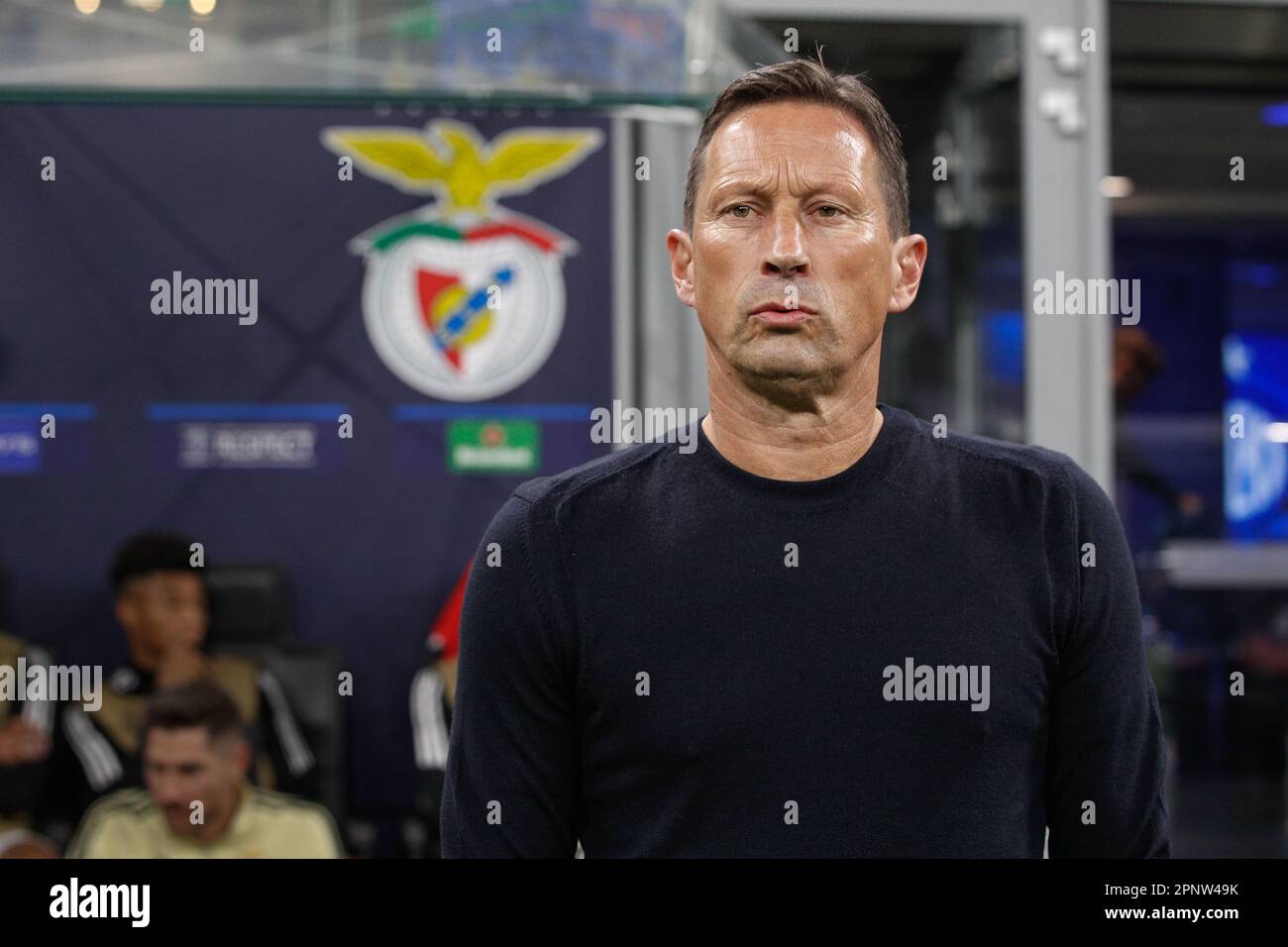 Milan, Italy. 19th Apr, 2023 Roger Schmidt (Benfica manager) in the ...