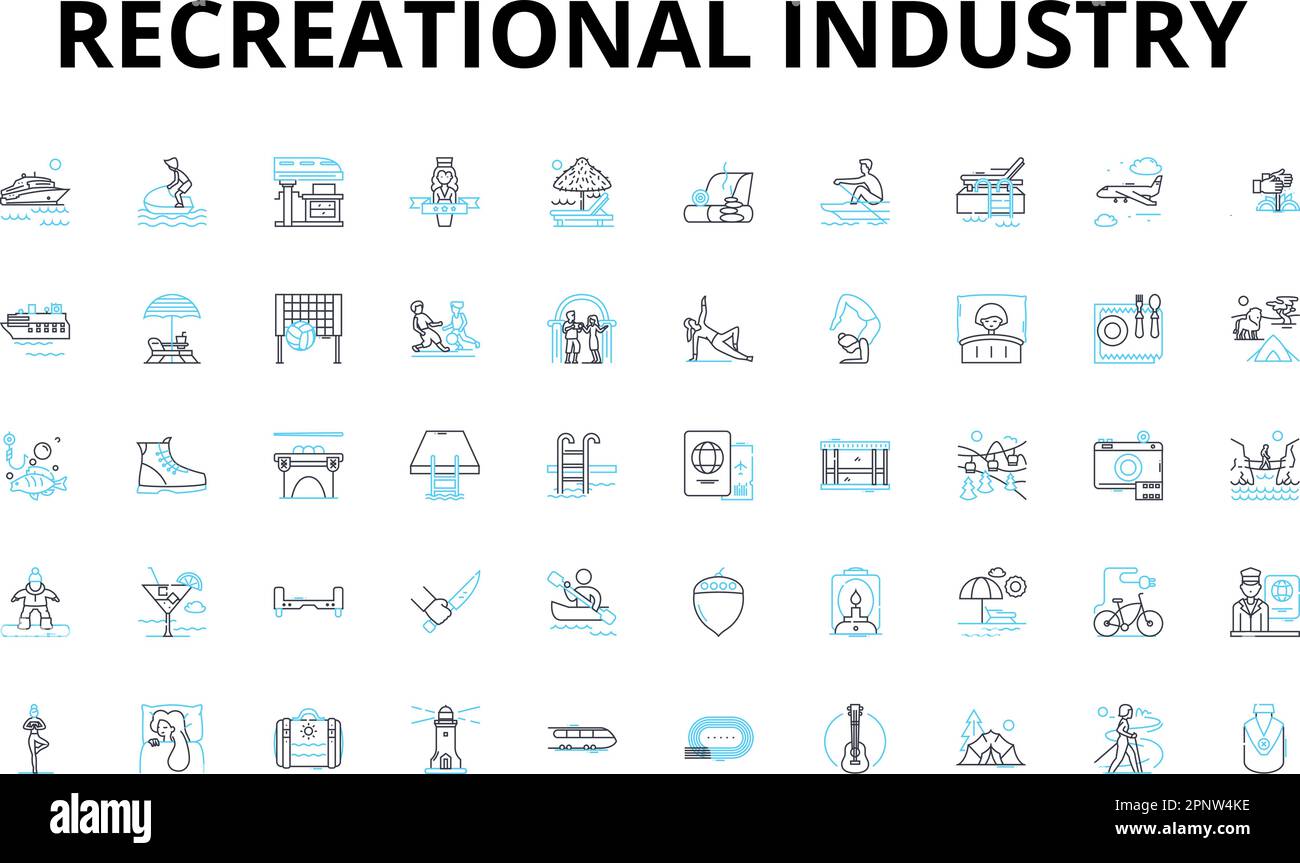 Recreational industry linear icons set. Adventure, Leisure ...