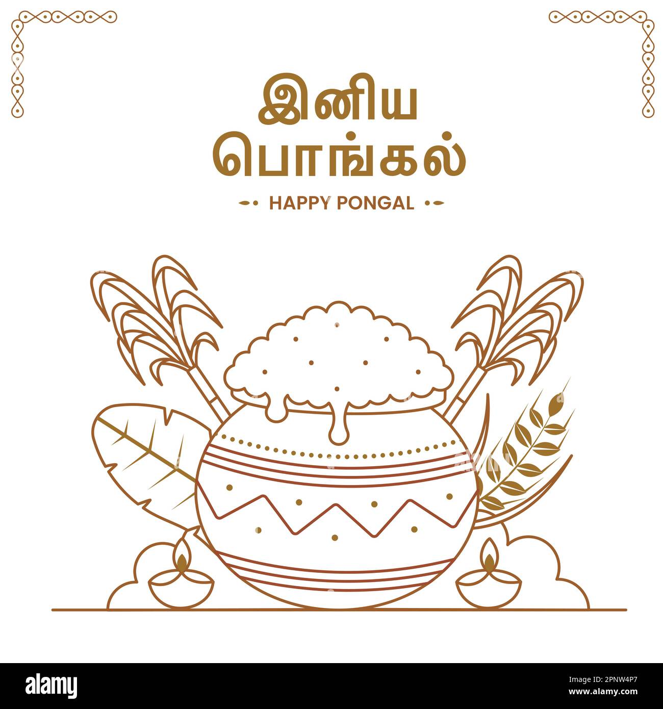 Happy Pongal Celebration Greeting Card With Doodle Style Festival ...