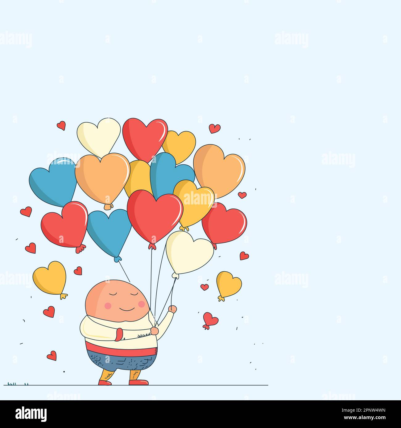 Cute Mascot Potato Character Holding Colorful Heart Shapes Balloons On ...