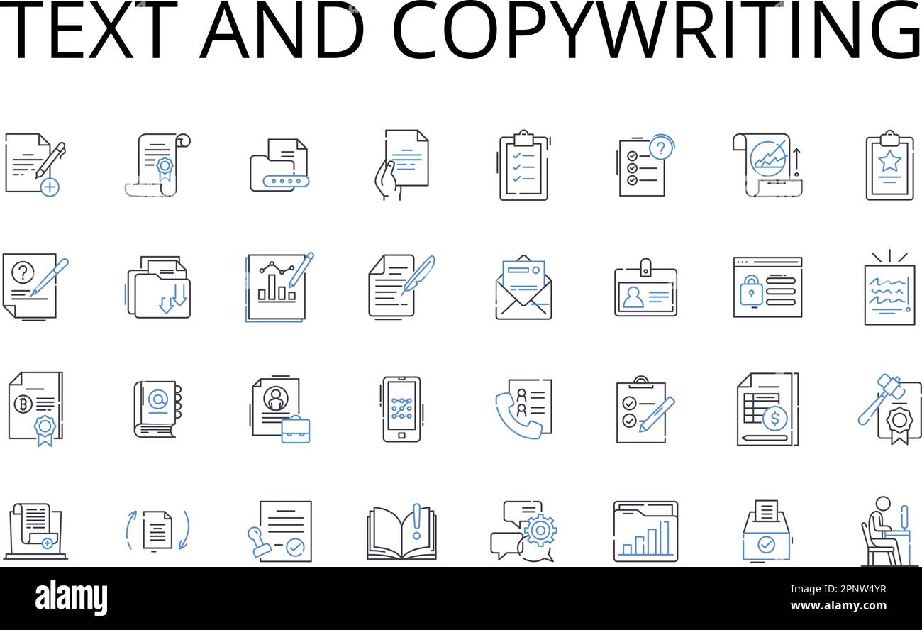 Text and copywriting line icons collection. Wordsmithing, Writing ...