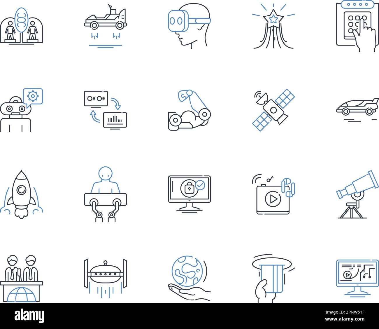 Electronic Security Line Icons Collection Surveillance Access