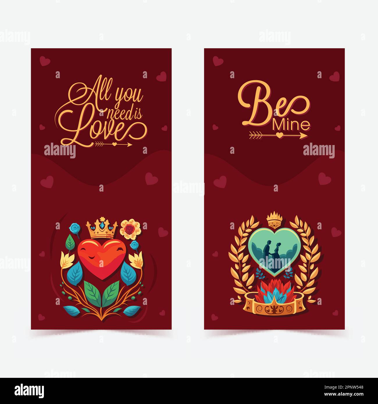 Happy Valentine's Day Template or Standee Banner With Love Quotes In ...