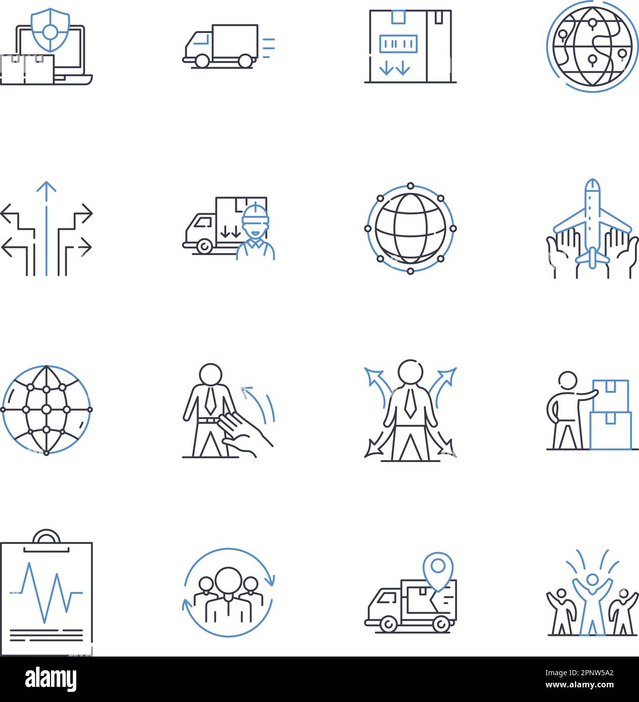 Sending agents line icons collection. Courier, Messenger, Relay ...