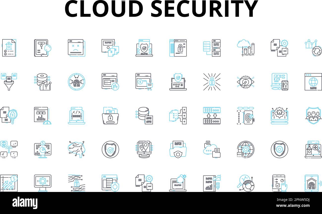 Cloud security linear icons set. Encryption, Compliance, Authentication ... Cloud security linear icons set. Encryption, Compliance, Authentication ...