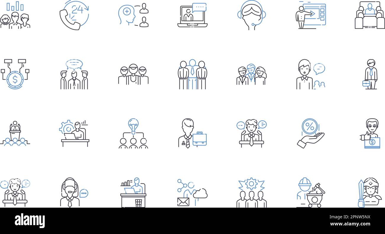 Colleague teammate line icons collection. Cooperation, Support, Synergy ...