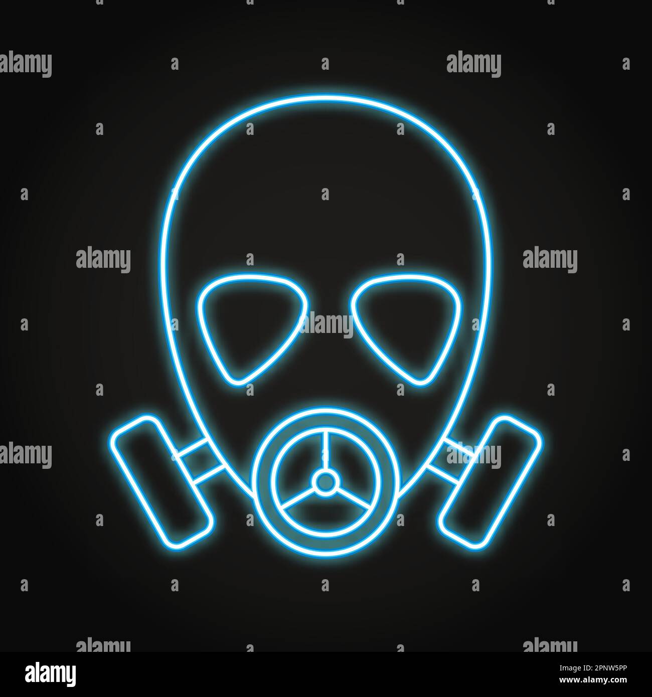 Chemical gas mask neon line icon. Military respirator symbol. Vector ...