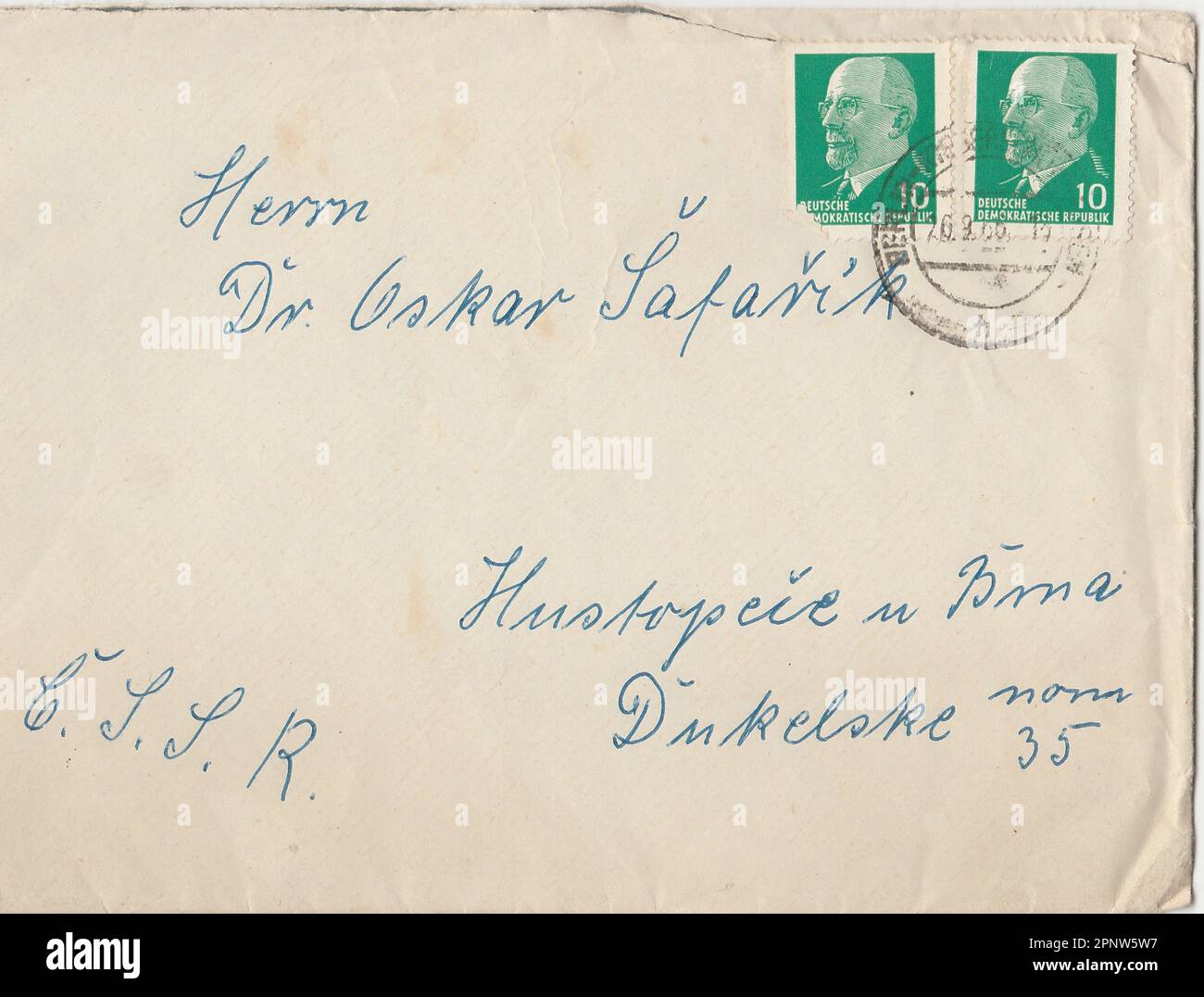 BERLIN, GERMANY, SEPTEMBER 26: Front of vintage envelope. Letter was ...