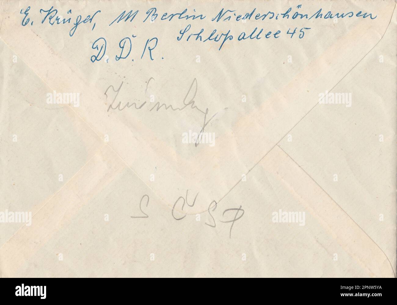 BERLIN, GERMANY, SEPTEMBER 26: Back of vintage envelope. Letter was ...