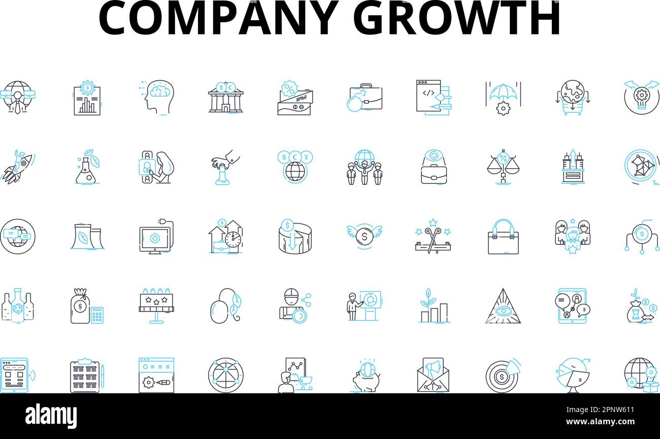 Company growth linear icons set. Expansion, Development, Progression ...
