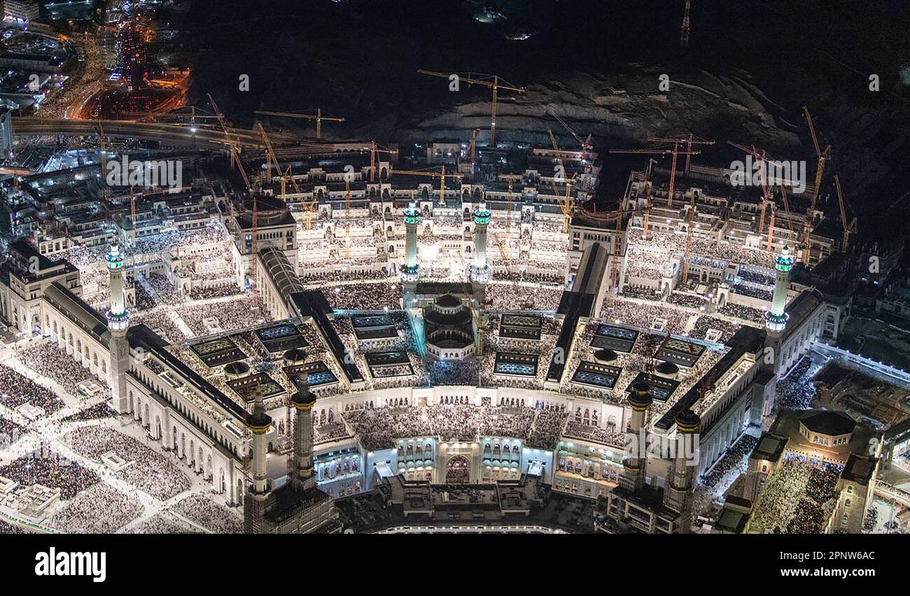 Mecca, Saudi Arabia. April 19, 2023. An aerial view shows Muslim ...