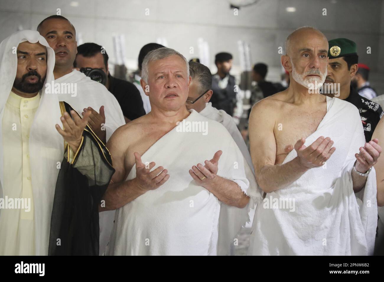 Mecca, Saudi Arabia. April 19, 2023. Jordan's King Abdullah II, center ...