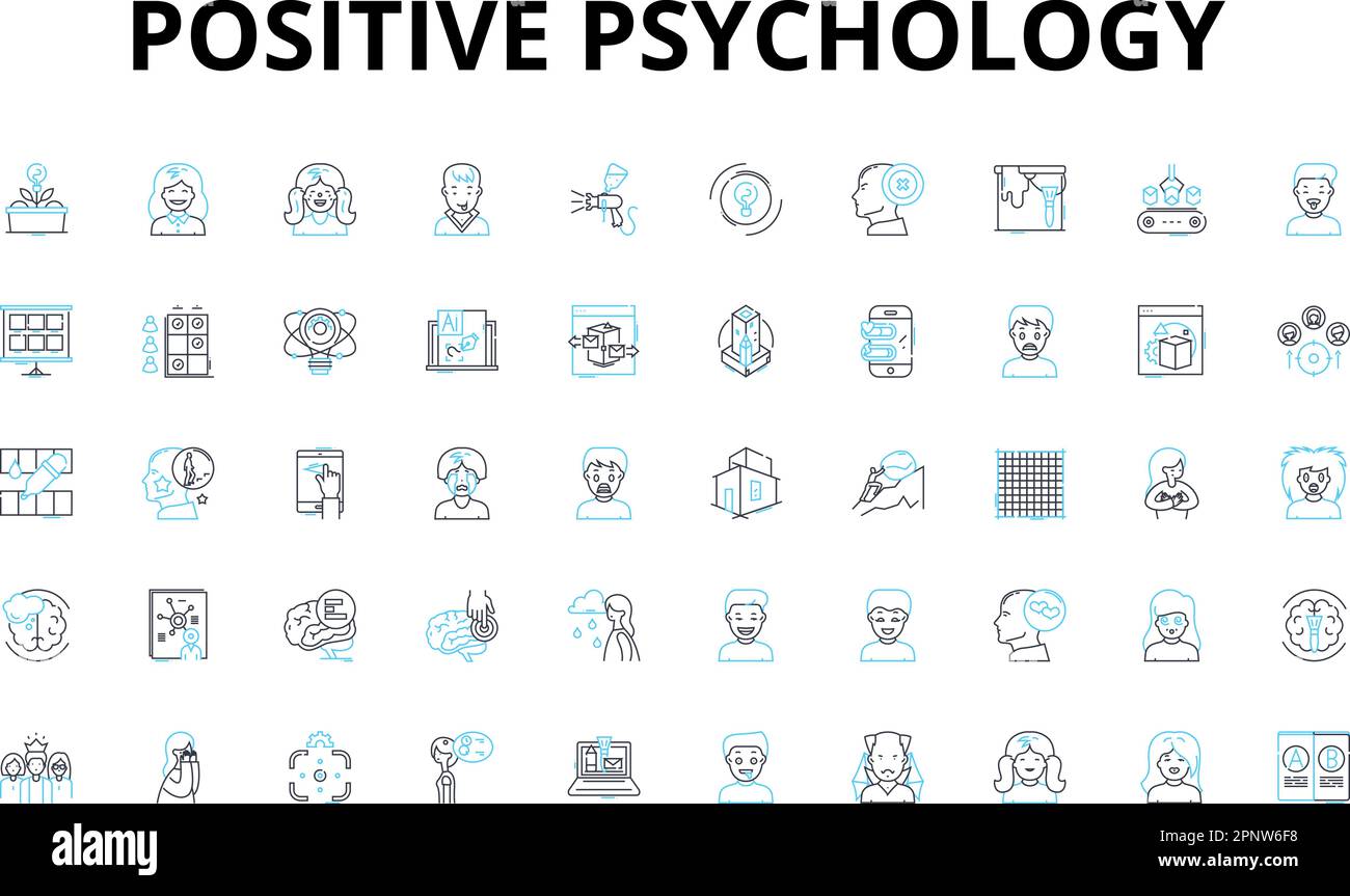 Positive psychology linear icons set. Gratitude, Resilience, Optimism ...