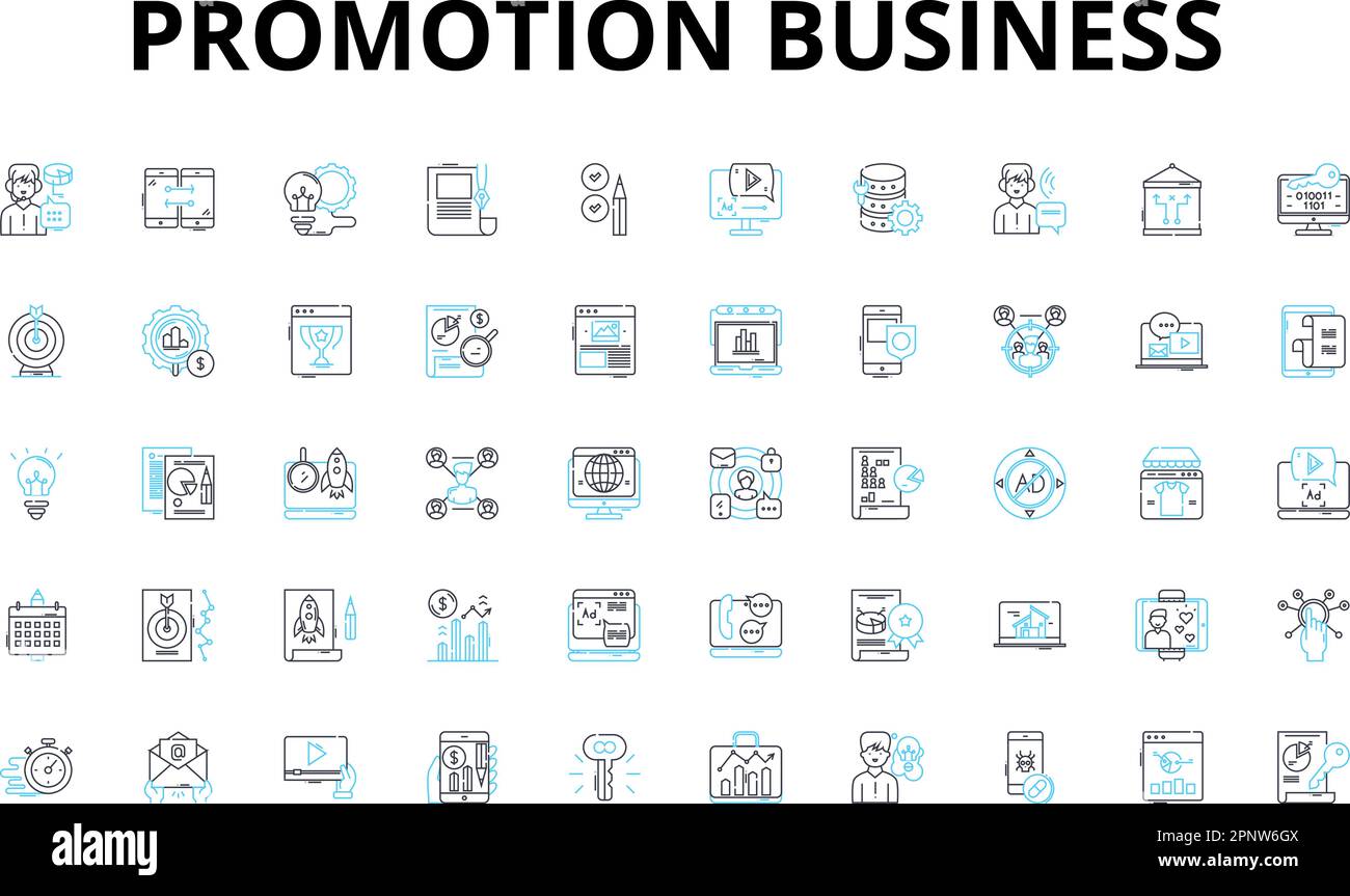 Promotion business linear icons set. Advertising, Marketing, Branding ...