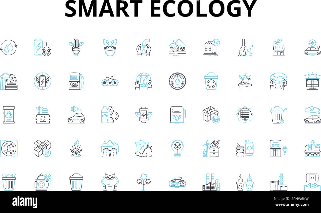 Smart Ecology Linear Icons Set Sustainable Renewable Green Eco