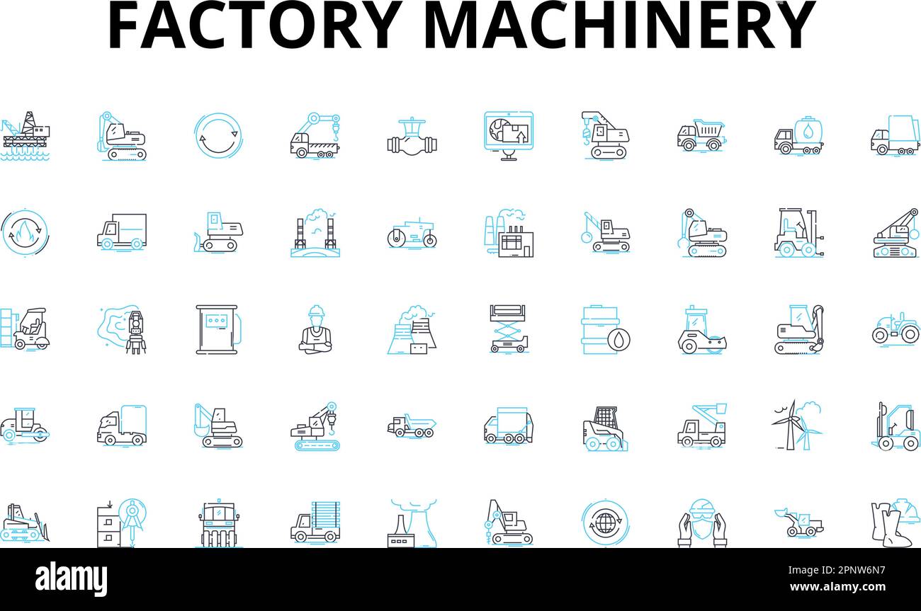 Factory machinery linear icons set. Automation, Assembly, Production ... Factory machinery linear icons set. Automation, Assembly, Production ...