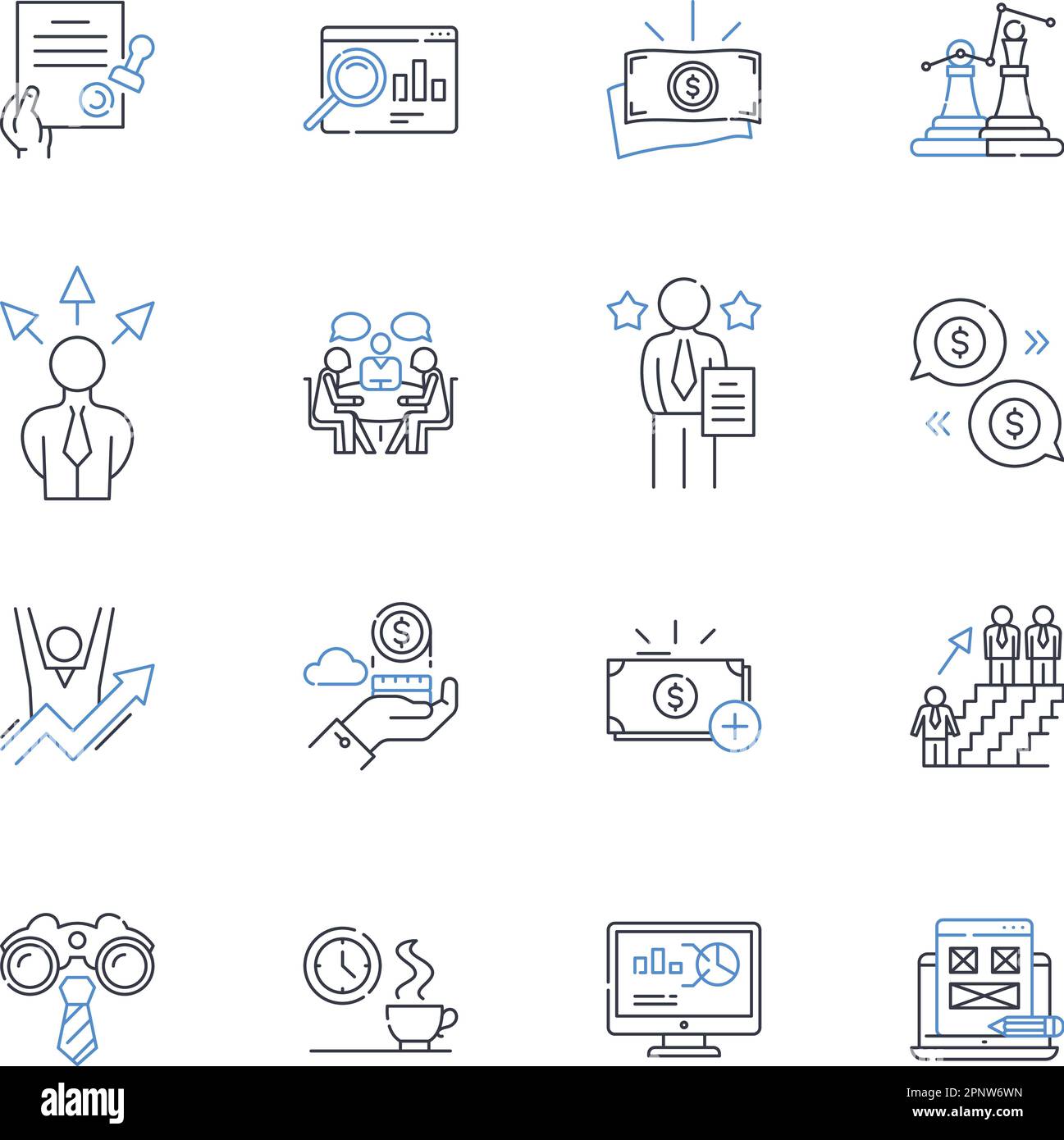 Corporate Operation Line Icons Collection Management Governance