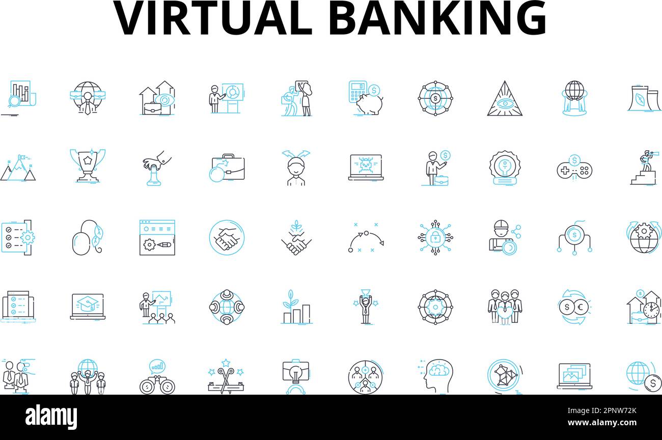 Virtual banking linear icons set. Digital, Online, Mobile, Virtual, Web ... Virtual banking linear icons set. Digital, Online, Mobile, Virtual, Web ...