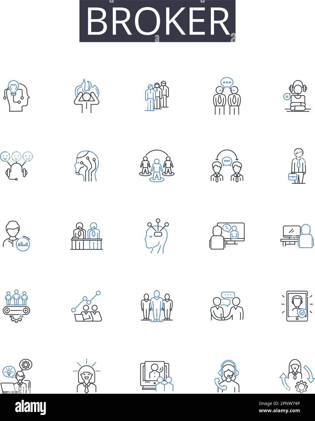 Broker line icons collection. Exchange, Move, Shift, Displace, Reassign ...
