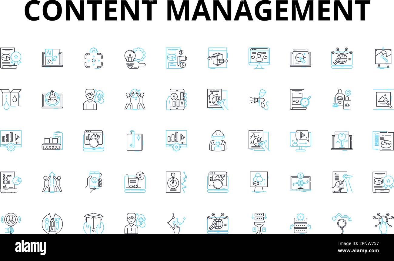 Content Management Linear Icons Set Organization Collaboration 6566