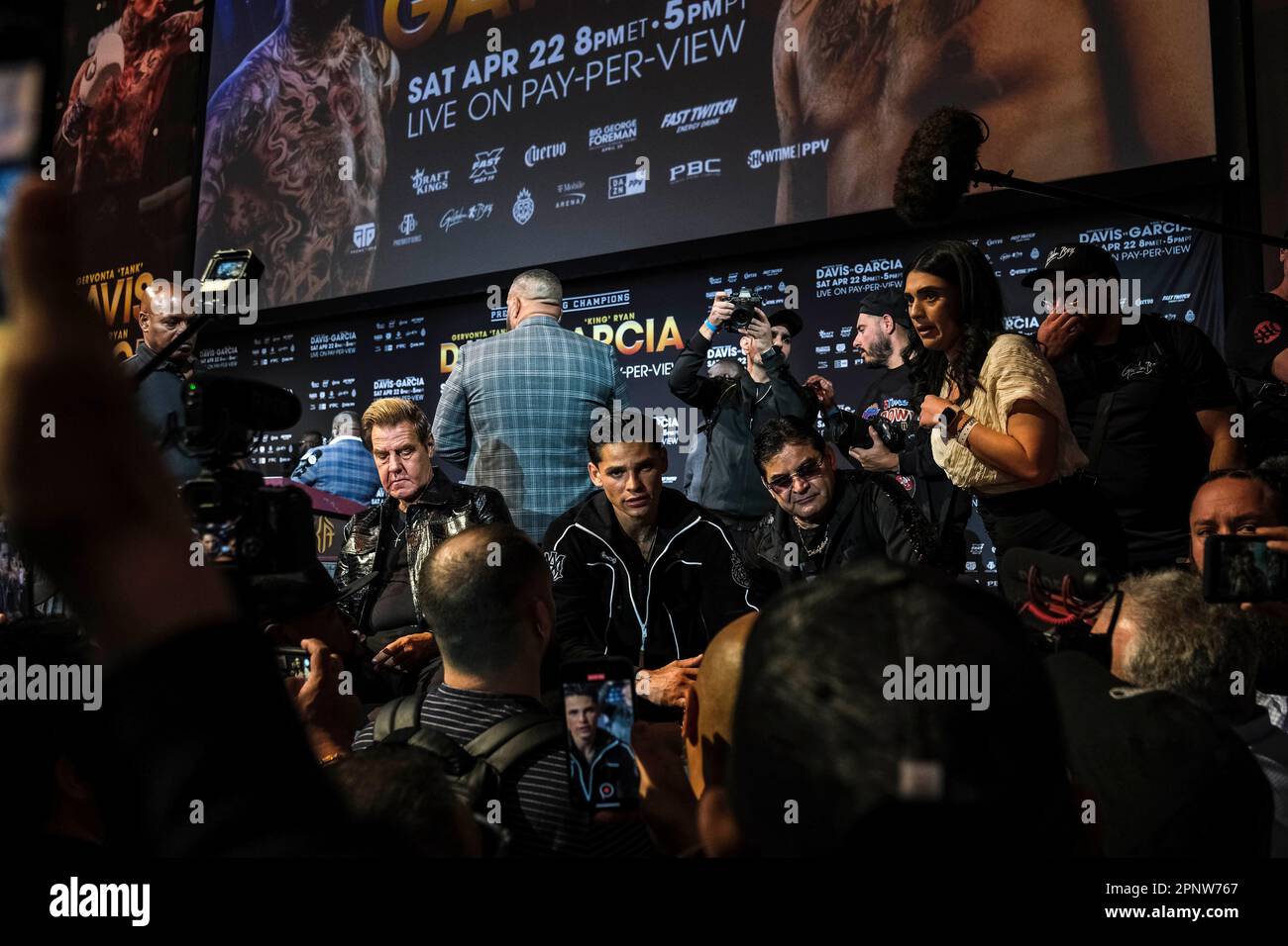 Las Vegas, Nevada, USA. 20th Apr, 2023. Ryan Garcia addresses the media ...