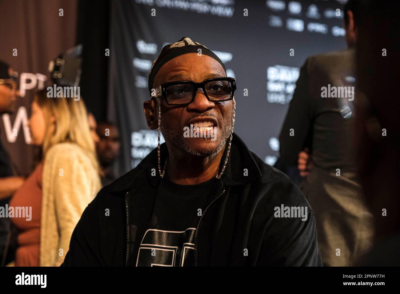 Las Vegas, Nevada, USA. 20th Apr, 2023. Tank Davis' trainer Calvin Ford ...