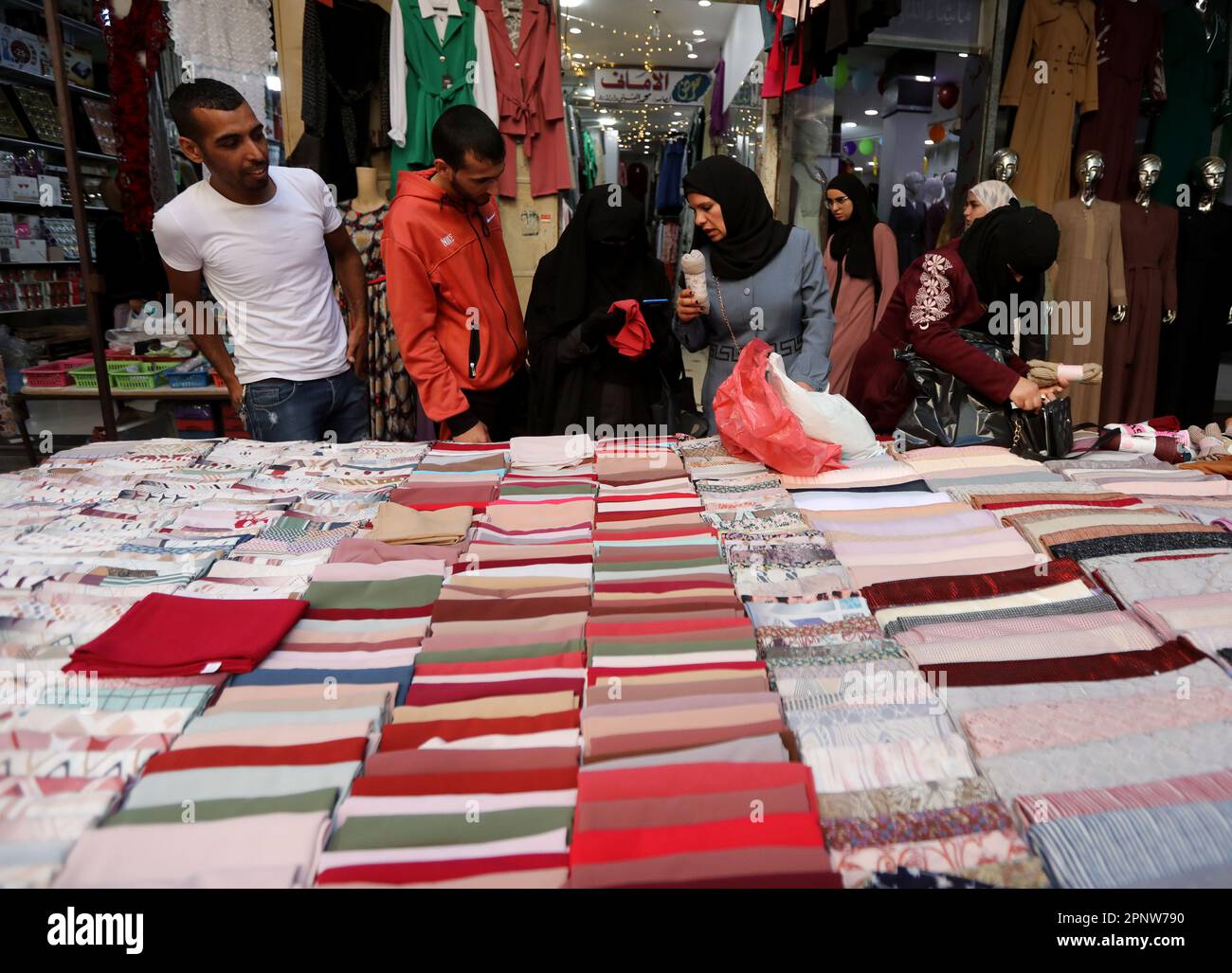 Gaza, Palestine. 20th Apr, 2023. Palestinians seen shopping at a local ...
