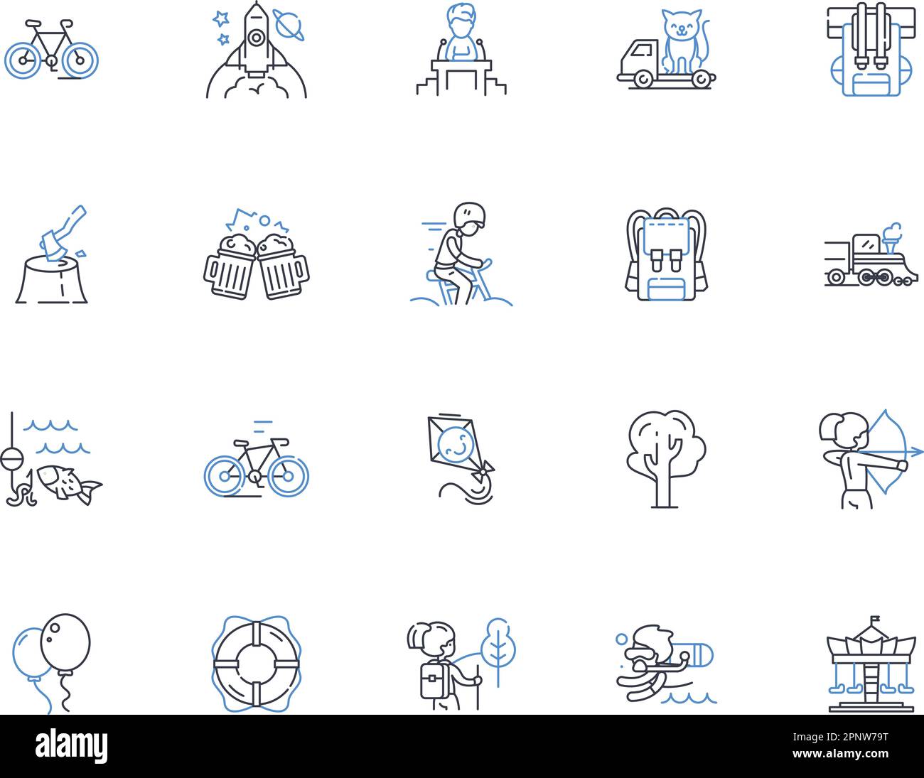 Cruise vacation line icons collection. Relaxation, Luxury, Adventure ...