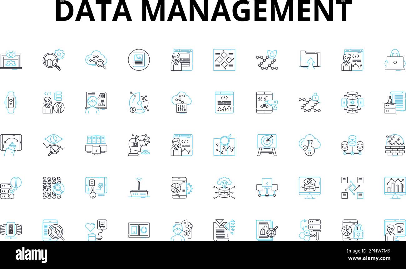 Data management linear icons set. Organization, Structuring ... Data management linear icons set. Organization, Structuring ...