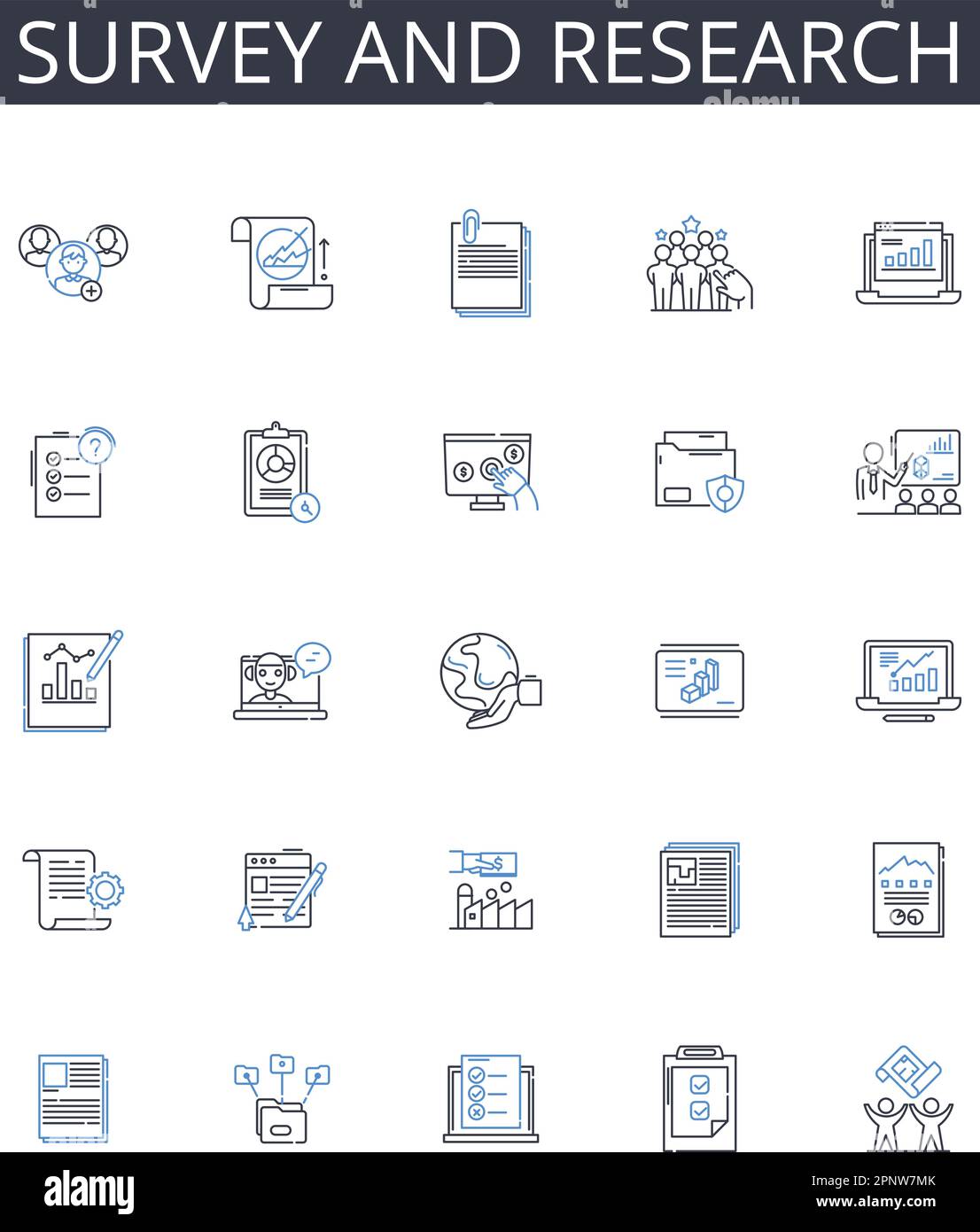 Survey And Research Line Icons Collection Census Sampling Investigation Query Scrutiny