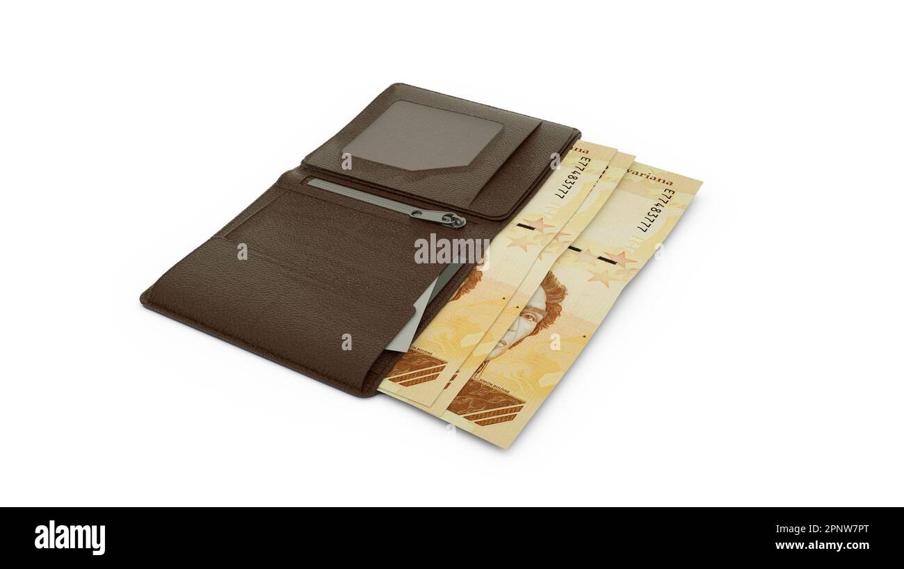 3D rendering of Venezuelan bolivar notes in wallet Stock Photo - Alamy