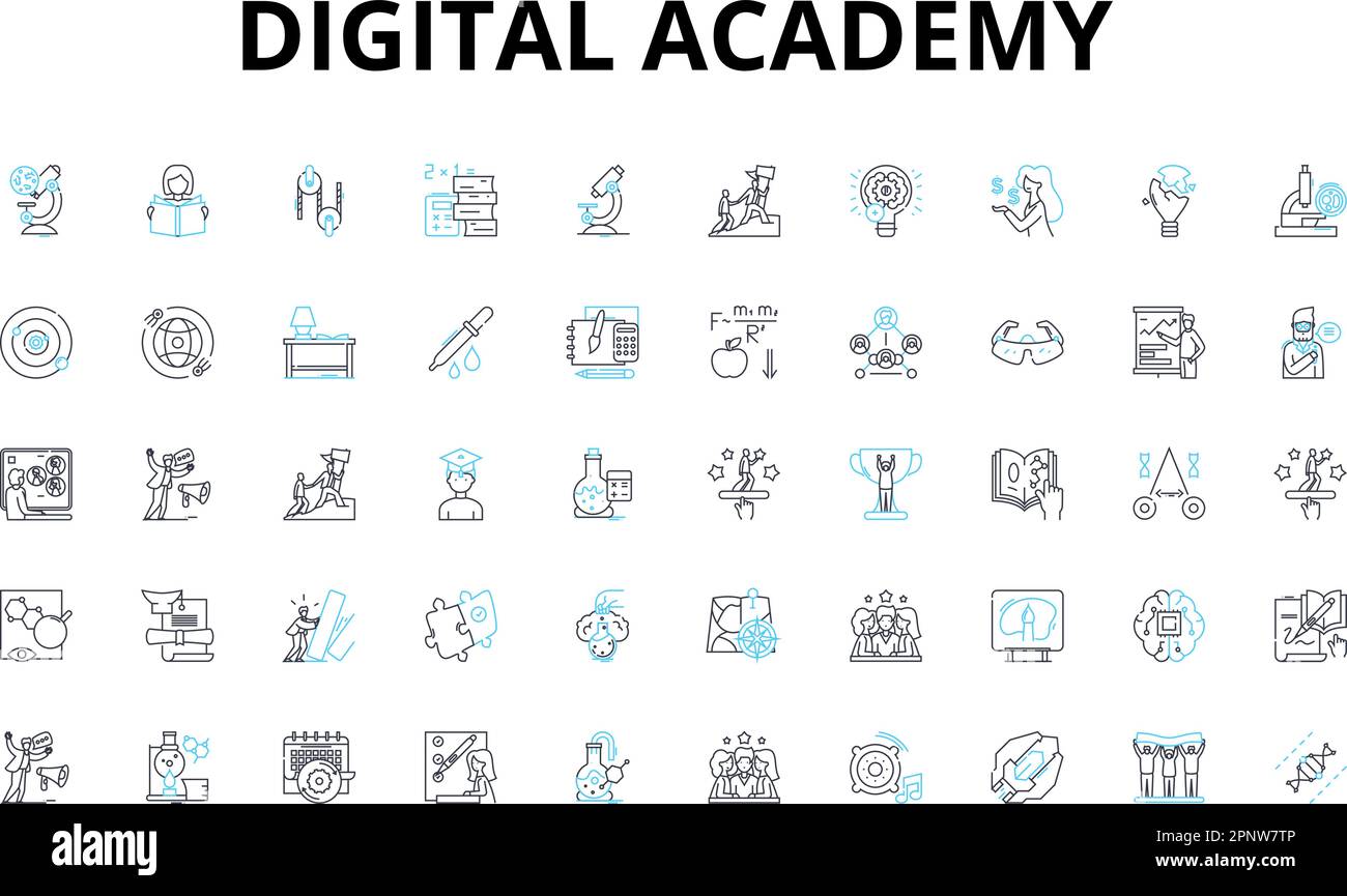 Digital academy linear icons set. Education, Technology, Innovation ...