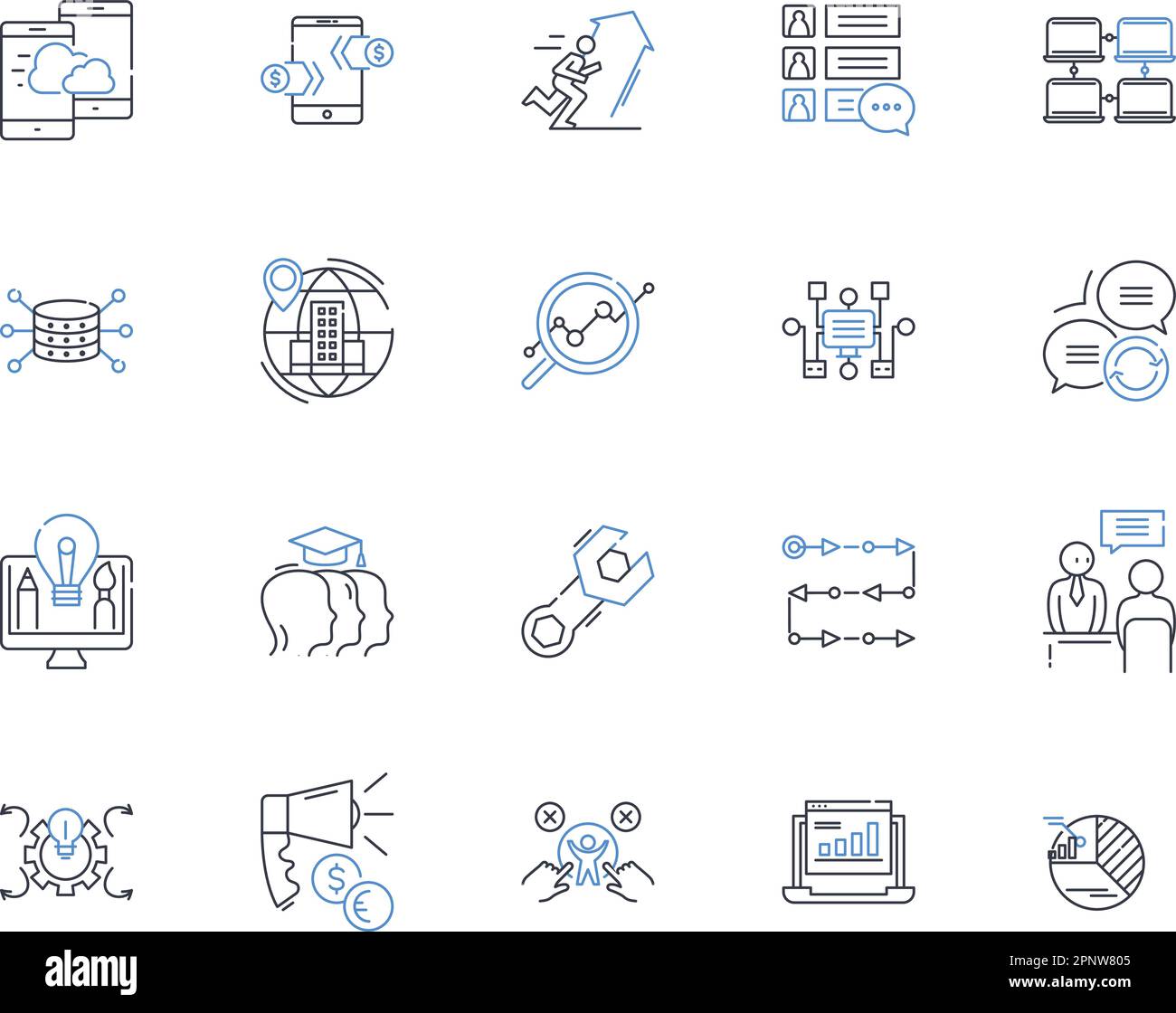 Market talent line icons collection. Acquire, Assess, Attract ...