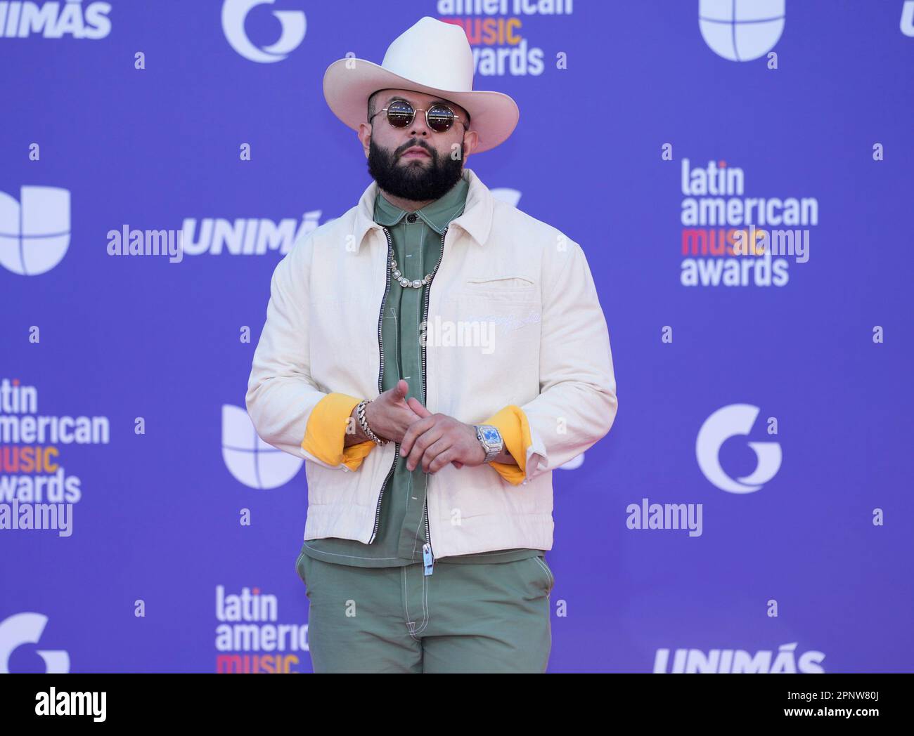 Carin Leon arrives at the Latin American Music Awards on Thursday, April 20, 2023, at the MGM ...