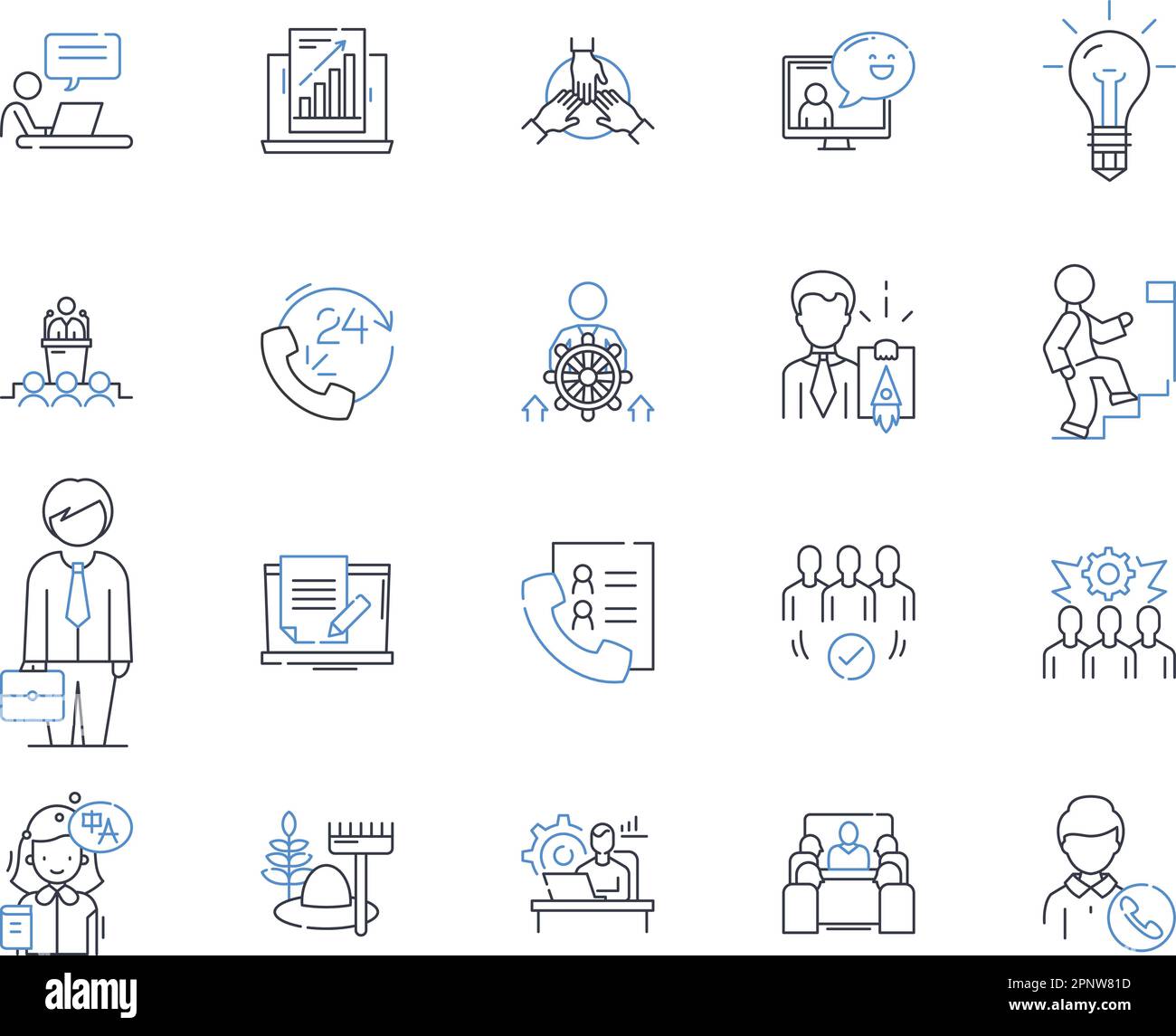 Workforce Methodology Line Icons Collection Optimization Efficiency