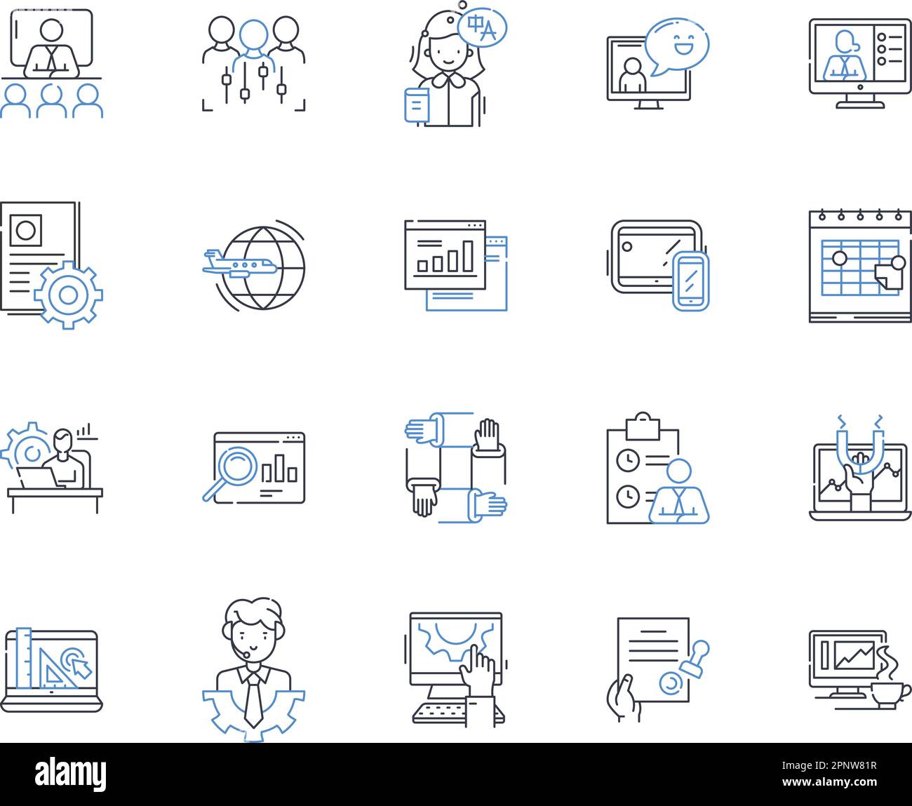 Company people line icons collection. Collaborators, Co-workers ...