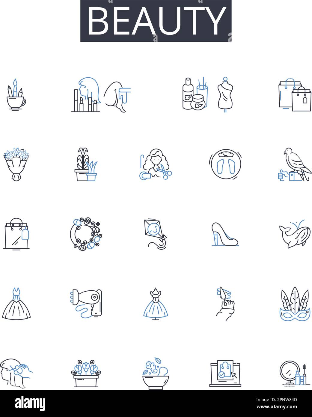 Beauty line icons collection. News, Bulletin, Alert, Update, Notice ...