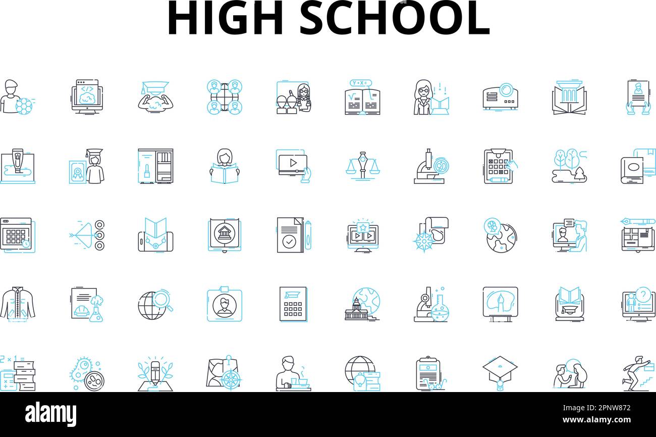 High school linear icons set. Adolescence, Homework, Extracurricular ...