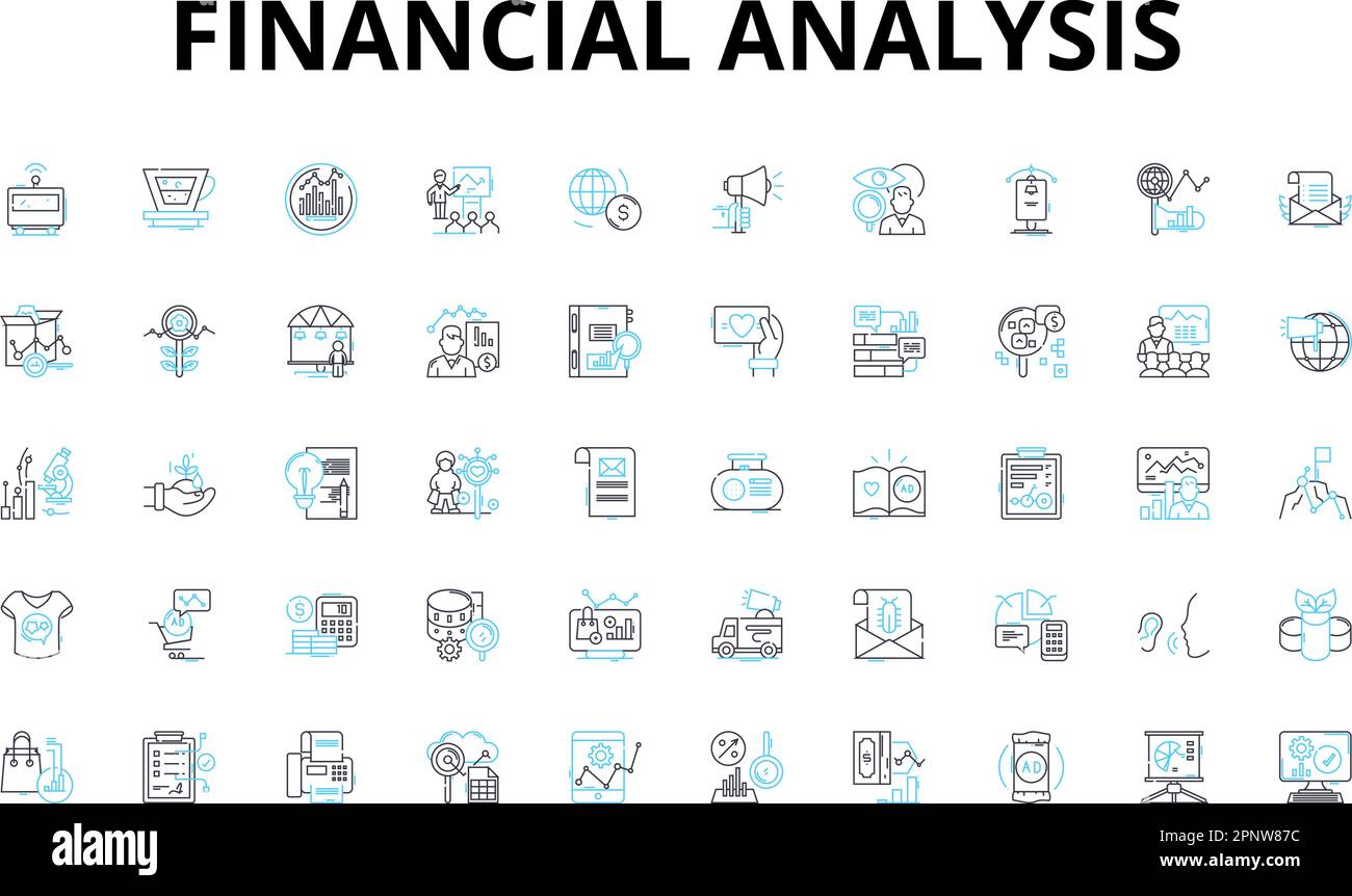 Financial analysis linear icons set. Profitability, Liquidity, Solvency ...