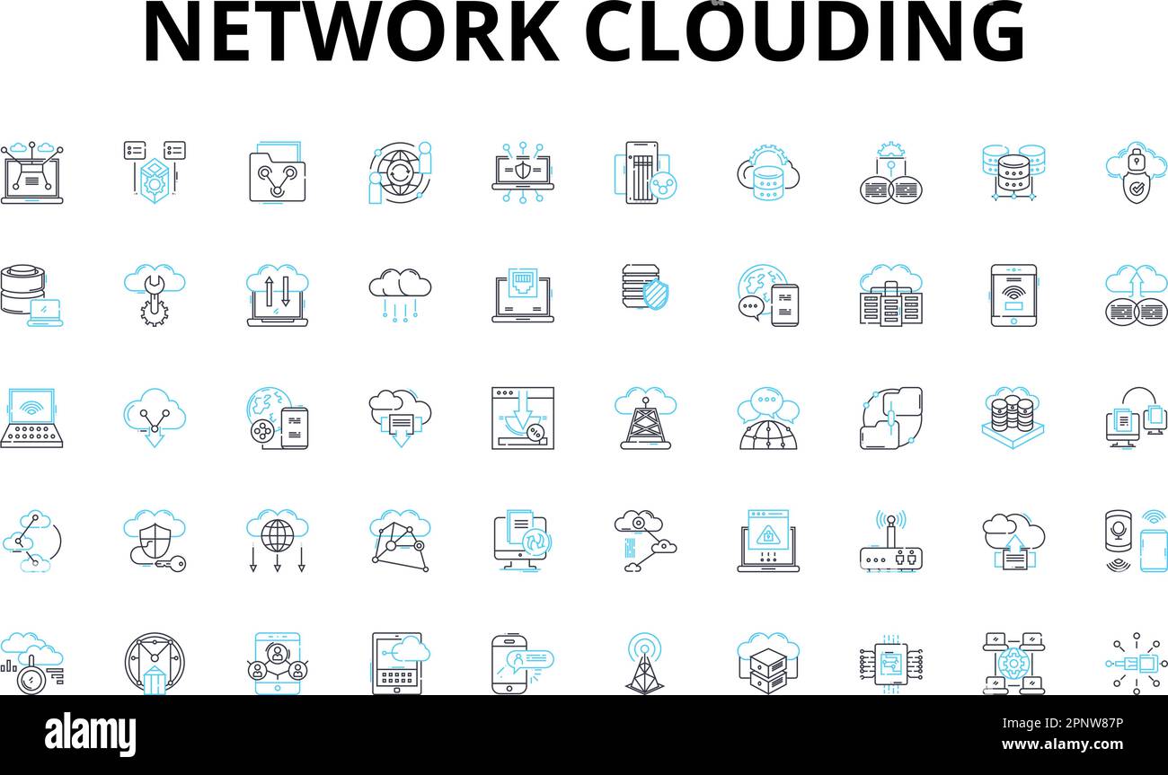 Network clouding linear icons set. Virtualization, Scalability ... Network clouding linear icons set. Virtualization, Scalability ...