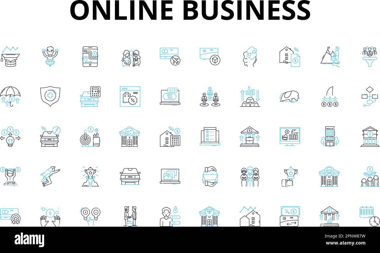 Online business linear icons set. E-commerce, Marketplace, Website, Entrepreneurship ...