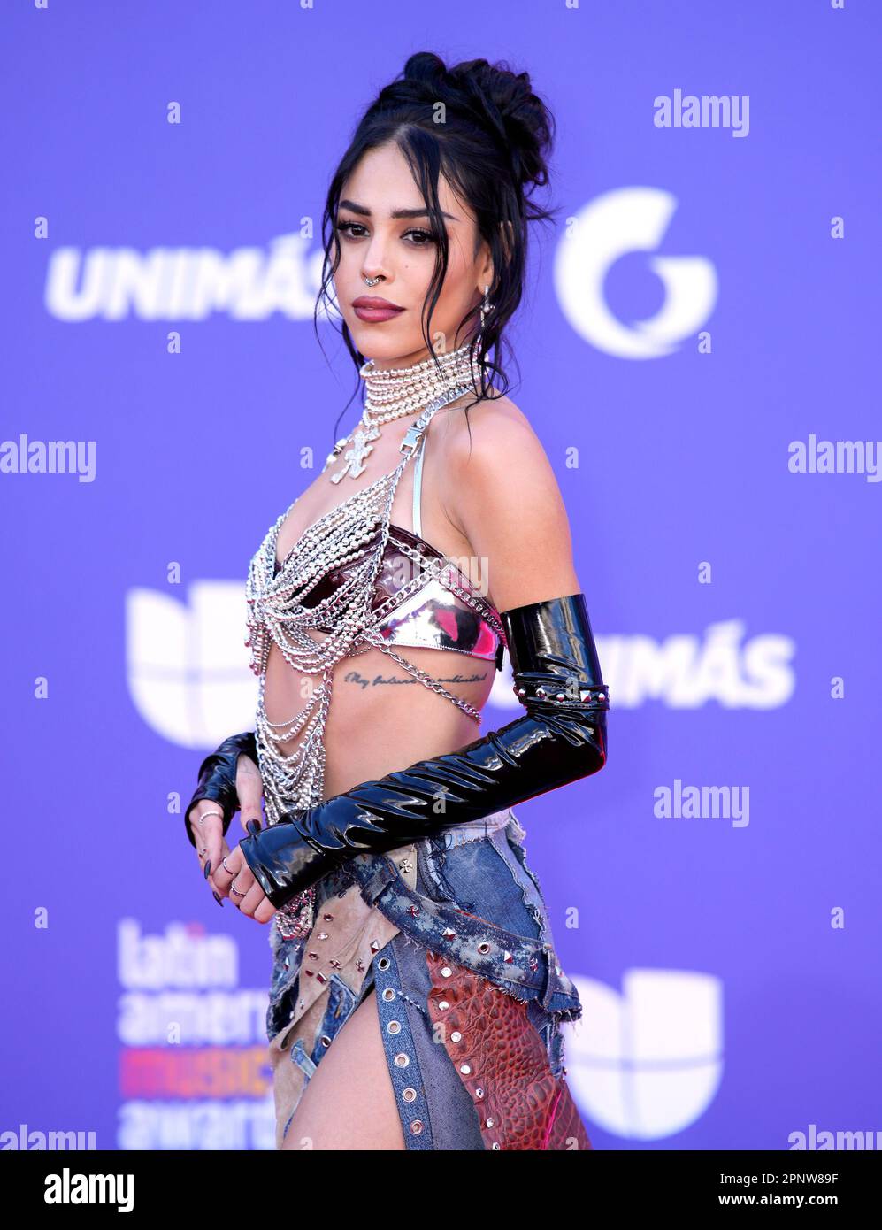 Danna Paola arrives at the Latin American Music Awards on Thursday, April 20, 2023, at the MGM ...