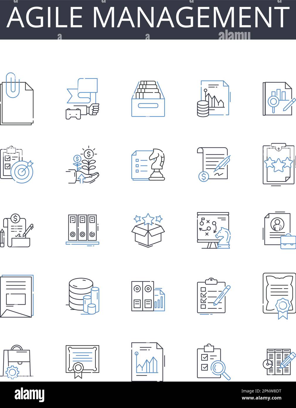 Agile management line icons collection. Election, Candidate, Platform ... Agile management line icons collection. Election, Candidate, Platform ...