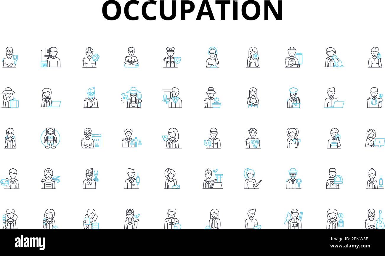 Occupation linear icons set. Doctor, Teacher, Engineer, Accountant ...