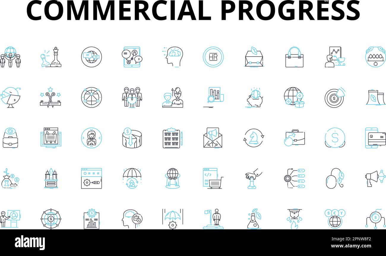 Commercial progress linear icons set. Advancement, Efficiency ...
